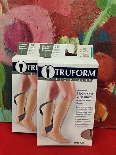 Truform Lot Of 2 Pr Unisex 18*mmHg Below Knee CT Beige Medium New In ...