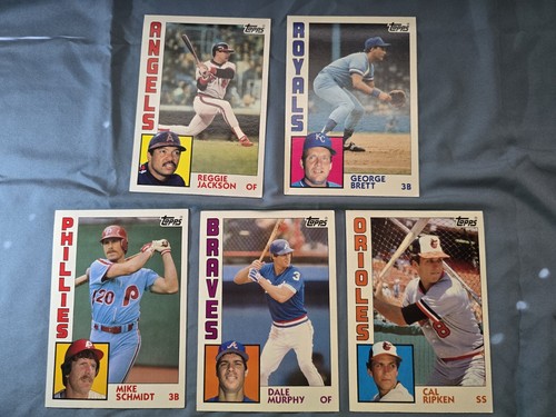 Lot Of (5)-1984 Topps Jumbo 5" x 7" Cards Ripken, Reggie,Brett, Murphy ...