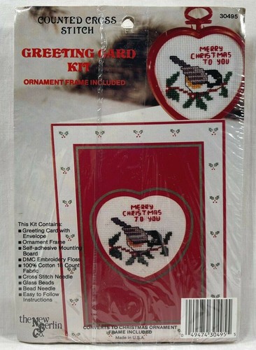 NEW 1990s New Berlin Merry Christmas 30495 Cross Stitch Kit Card ...
