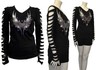 Bling Bling Angel Wings,Hearts Rhinestone Shirt Ripped Slit Cut Out T ...
