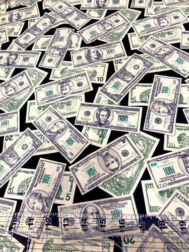 CASH MONEY TOSSED BILLS COTTON FABRIC PERFECT FOR FACE MASKS 1 YARD 36 ...