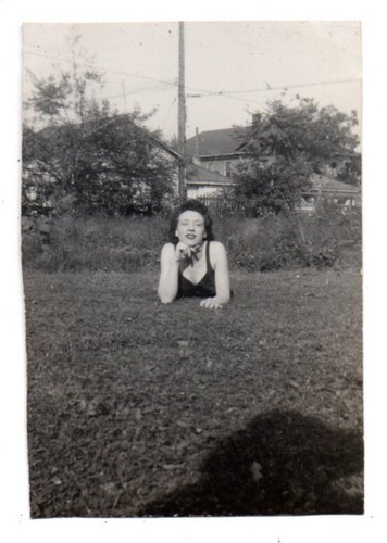PH794 Good Looking Woman Risque Pose Lying On Grass Vintage Snapshot ...