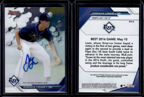 2016 Bowman's Best Best of '16 Autographs #B16JL Joshua Lowe Auto ...