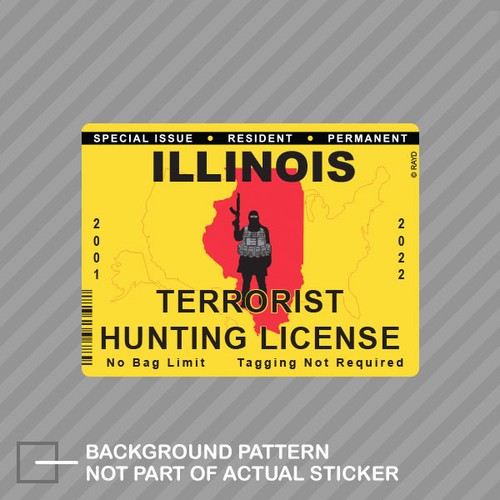Illinois Terrorist Hunting Permit Sticker Decal Vinyl License IL | eBay