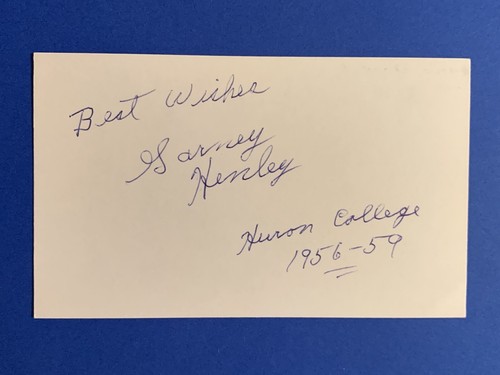 GARNEY HENLEY (CFL & CF HOF) Signed TIGER-CATS / HURON 3x5 Index ...