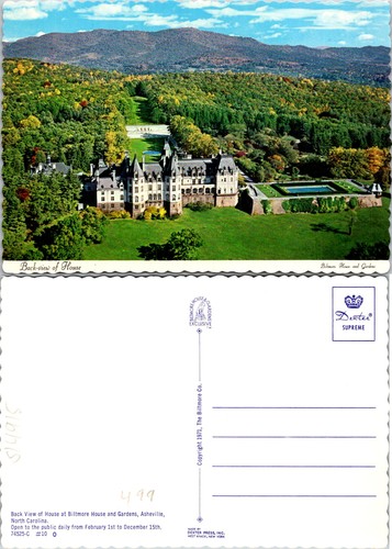 Back-view of Biltmore House & Gardens Asheville NC Postcards unused ...
