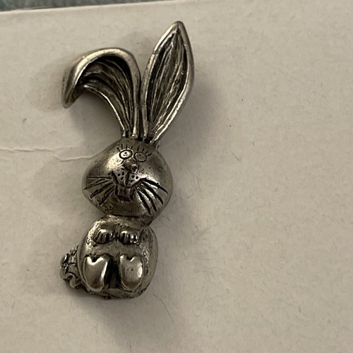 Cute Bunny Rabbit Silver Colored Pin Pinback PB25G | eBay