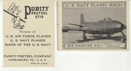 Purity Pretzel Stix - U.S. Navy Planes - 1950s - Jet Fighter XFJ-1 | eBay