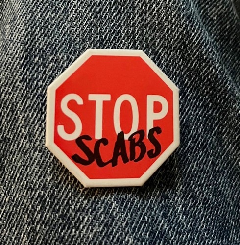 Stop Scabs Union Used Pinback 1 1/2" Square Cause Button | eBay