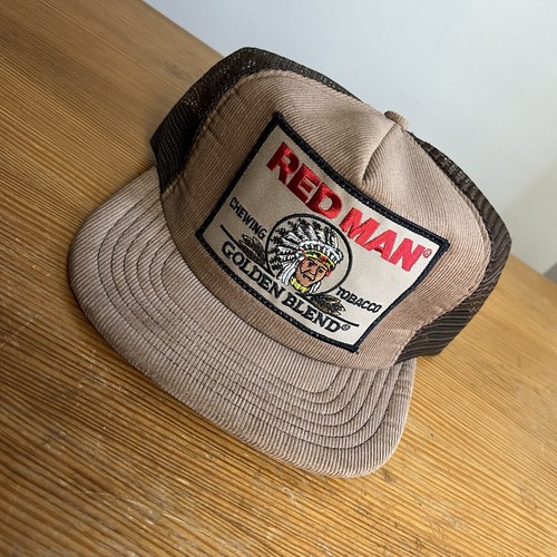 Vintage Red Man Chewing Tobacco Snapback Hat Corduroy Trucker Cap Big ...