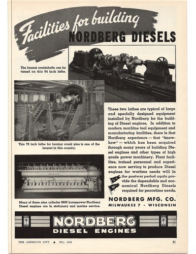 1944 NORDBERG DIESEL ENGINES FACILITIES FOR BUILDING VINTAGE SALES ART ...