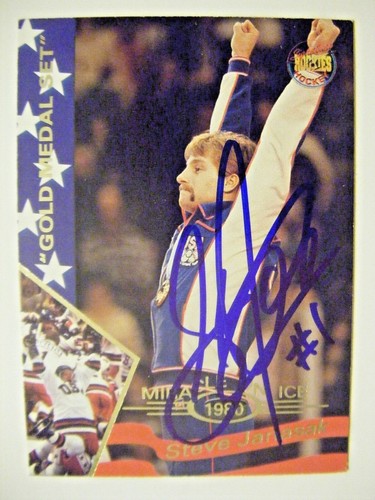 STEVE JANASZAK signed 1995 USA 1980 MIRACLE ON ICE hockey card AUTO ...