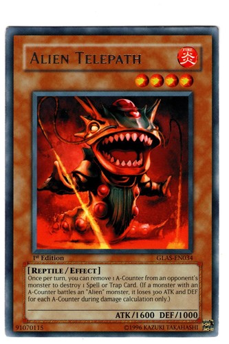 Yugioh- 1X Alien Telepath - Rare - 1st Edition - GLAS-EN034 - Near Mint ...