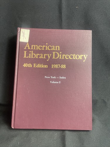 American Library Directory 40th Edition Volume 2, 1987-88 HC | eBay