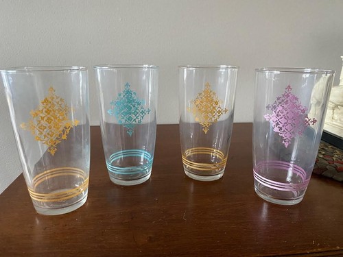 Lot of 4 Vintage Hazel-Atlas Pint Sour Cream Glasses Lace Lattice | eBay