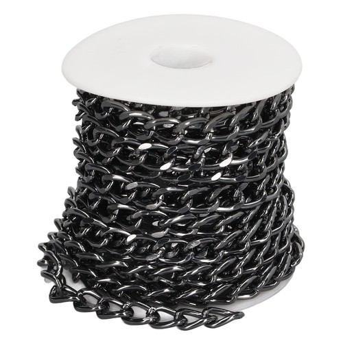 5 Metres Aluminium Curb Chain Roll Black Plated Metal Craft Chain Curb ...