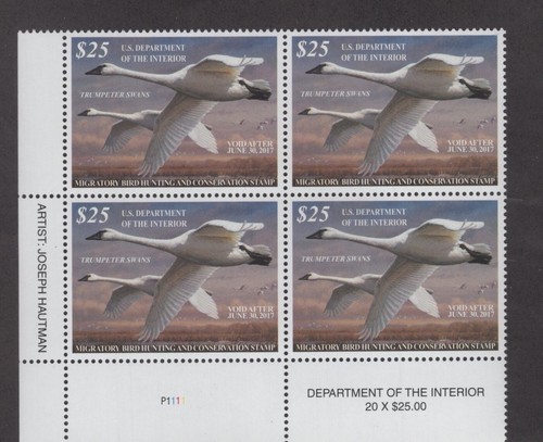 RW83 Federal Duck Stamp. Plate Numbered Block Of 4. MNH. OG #02 ...