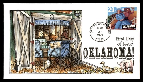 Mayfairstamps US FDC 1993 Oklahoma Collins Hand Painted First Day Cover ...