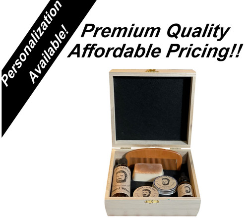 Grooming Box Kit. Includes: Beard Oil, Beard Balm, Wax, Wash, Wood ...