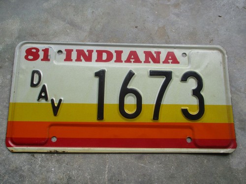 Indiana 1981 Disabled Veteran license plate # 1673 | eBay
