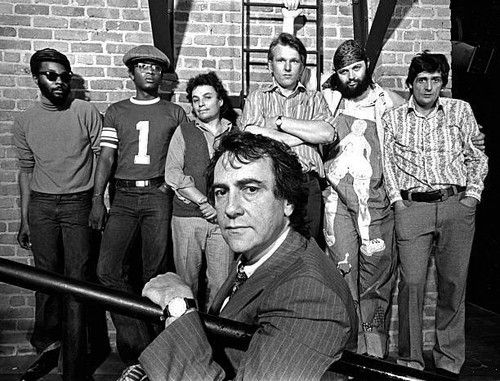 Producer Joseph Papp with playwrights Jason Miller David Rabe etc Old ...