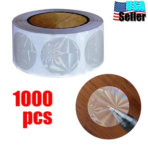 1000pcs 1 Inch Clear Sealing Sticker Round Shiny Patterns Security Seal ...