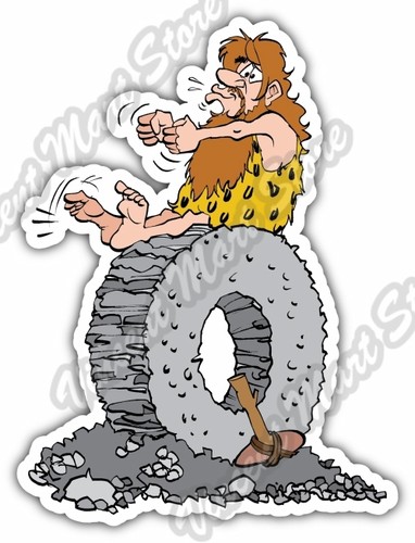 Caveman Invent Wheel Cartoon Funny Gift Car Bumper Vinyl Sticker Decal ...