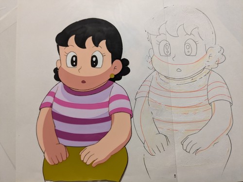 JAPANESE CEL+PENCIL DRAWING#B5/21 ARTIST:PARASOL HENBE/DORAEMON 9.5"x11 ...