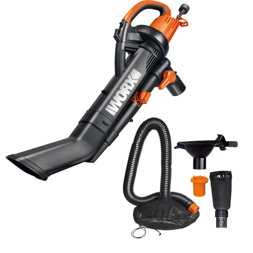 WORX WG509 12 Amp TRIVAC 3-in-1 Electric Leaf Blower w All Metal ...