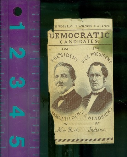 1876 Samuel Tilden VP Thomas Hendricks Political Jugate Woven Ribbon | eBay