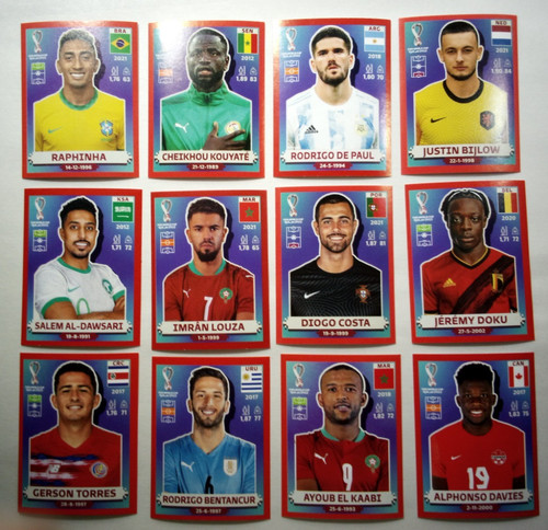 2022 FIFA World Cup Qatar Stickers Parallel Red Border Lot (12) Set 1 ...