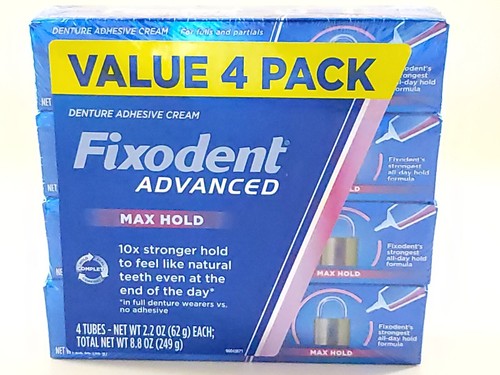 Fixodent Advanced Max Hold Denture Adhesive 2.2 oz - 4 Pack Value | eBay