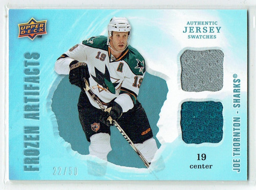 08-09 UD Artifacts Frozen Artifacts Joe Thornton /50 Dual Jerseys HOF ...