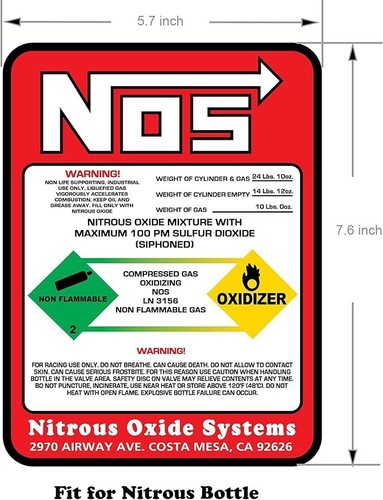 Racing Sticker NOS Nitrous Oxide Systems Warning Label JDM 100MM HQ | eBay
