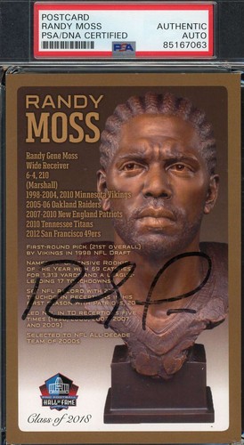 Randy Moss PSA DNA Signed Hall of Fame Bronze Bust Postcard /150 ...