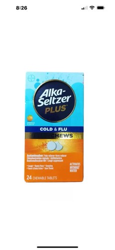 Alka-Seltzer Plus Fizzy Chews Cold & Flu Orange Tablet 24 Ct Exp 07/26 ...