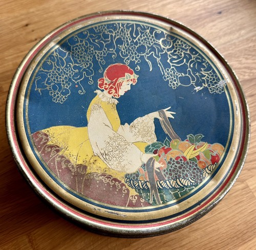 Rare Vintage Art Deco Tin 1920s Canco Beautebox Redhead Fruit Basket ...