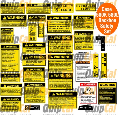 Case 580L or 580K Backhoe Decal Warning & Safety Decal Set. Other sets ...