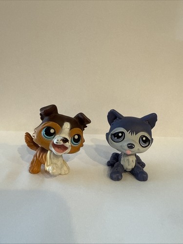 RARE 2006 LPS Duo #1217 Husky Dog Blue, #237 Brown Border Collie W ...