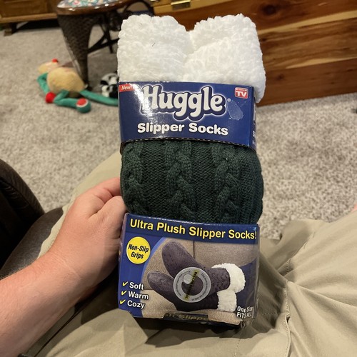 Huggle Slipper Socks Ultra Plush Premium Fleece 1 Pair. Gray- One Size ...