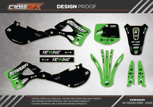 1999 2000 2001 2002 KX 125 250 Graphics Kit For KAWASAKI KX125 KX250 ...
