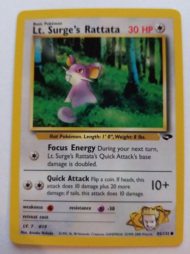 Pokemon Card - Lt. Surge's Rattata (85/132) Gym Heroes Set **NM*** | eBay