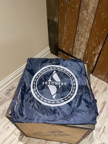 Skechers Drawstring Bag Backpack Day Pack Gym Navy Blue With logo Shoes ...