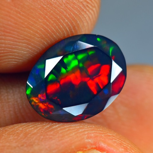 2.24Ct Oval_Terrific 3D Multi Color Flash Natural Solid Welo Black Opal ...