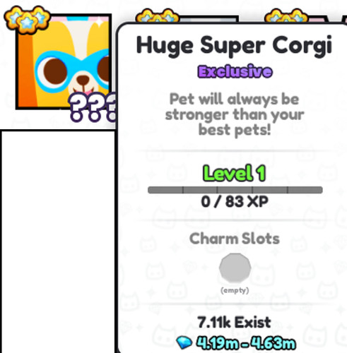 Huge Super Corgi Pet Exclusive on Pet Sim Simulator 99 on Roblox game ...