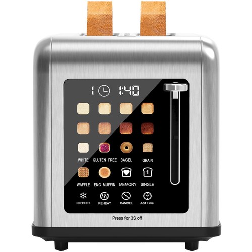 2 Slice Toaster Touch Screen, Stainless Steel Toasters Digital Timer 2 ...