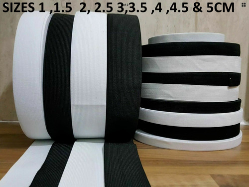 BLACK & WHITE STRETCH ELASTIC FLAT ELASTIC WAIST BAND CUFFS WOVEN ...