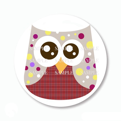 Polka Dots Owl Labels Scrapbook Stickers Favors 5 Sizes Round, Matte or ...