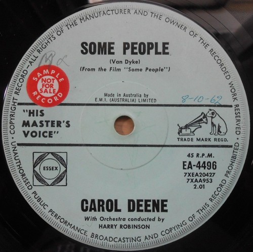 Carol Deene ORIG OZ Promo 45 Some people VG+ '62 HMV EA4496 UK Girl ...