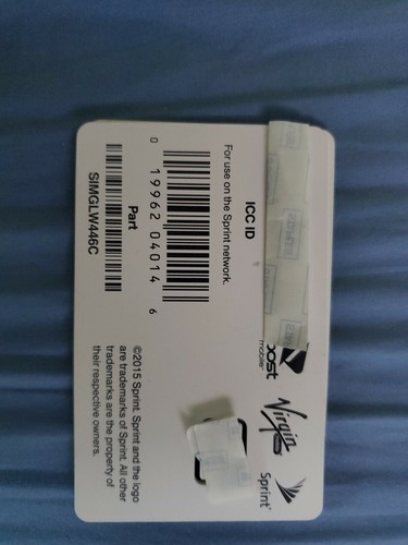 Sprint Boost Virgin Mobile Nano SIM Card ICCID SIMGLW446C for sale ...